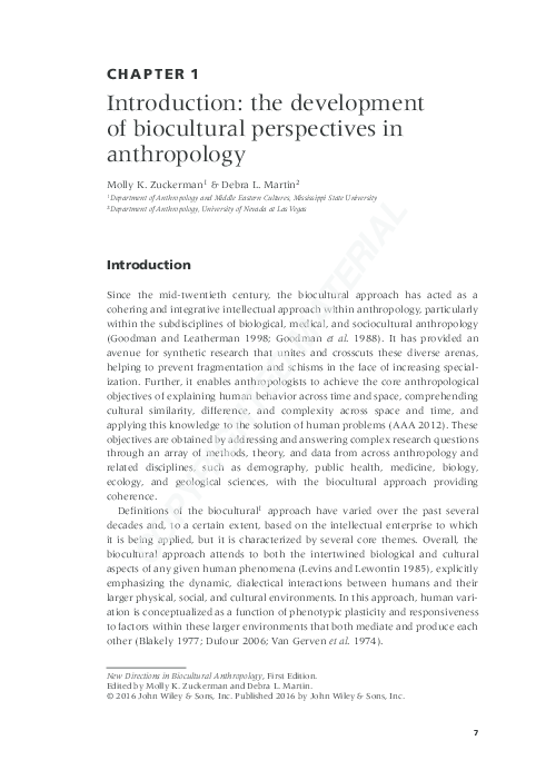 (PDF) Introduction: the development of biocultural perspectives in ...