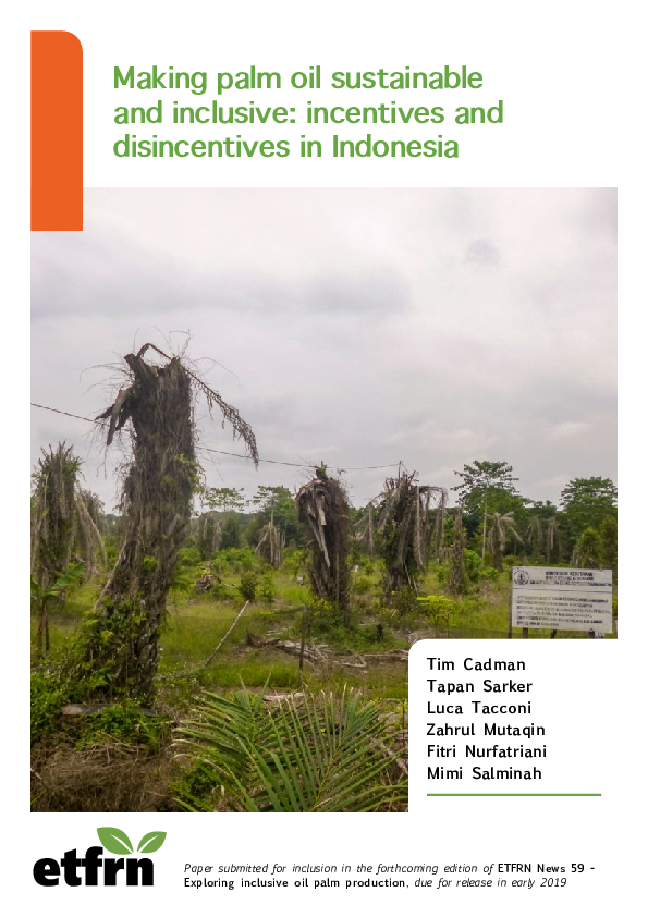 (PDF) Making palm oil sustainable and inclusive: incentives and ...