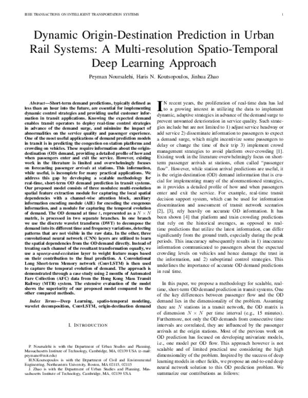 (PDF) IEEE TRANSACTIONS ON INTELLIGENT TRANSPORTATION SYSTEMS 1 Dynamic Origin-Destination ...