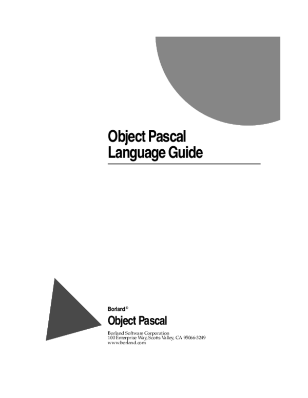 (PDF) Object Pascal Language Guide Borland ® Object Pascal