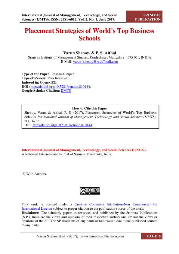 (PDF) Placement Strategies of World's Top Business Schools