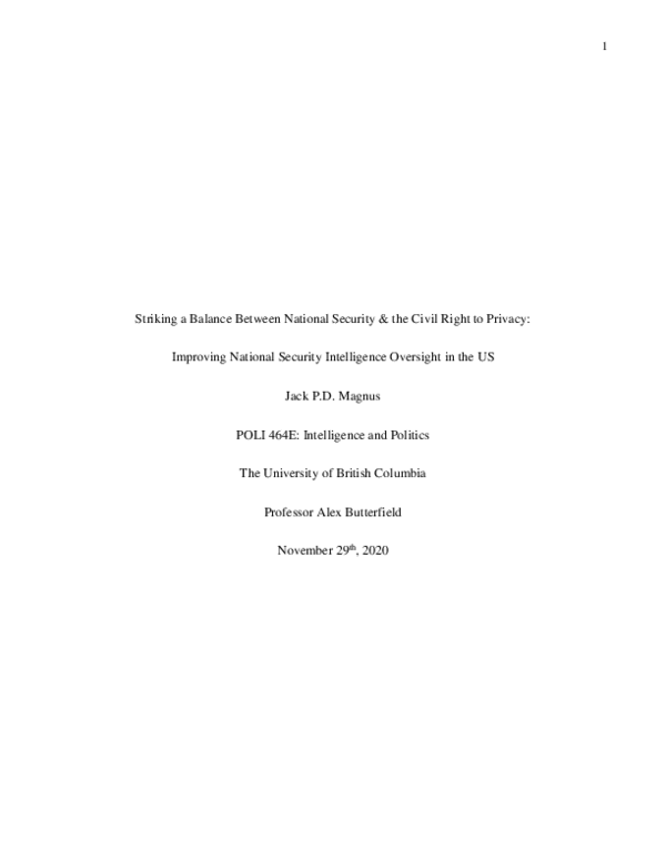 (PDF) Striking a Balance Between National Security & the Civil Right to ...
