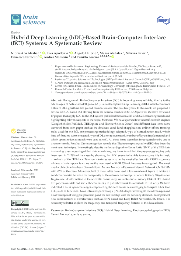 (PDF) Hybrid Deep Learning (hDL)-Based Brain-Computer Interface (BCI) Systems: A Systematic Review