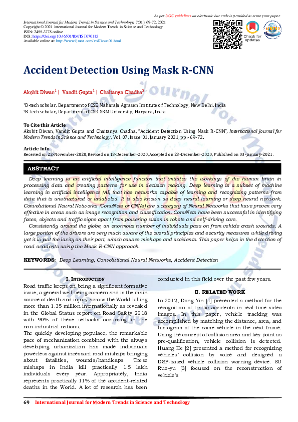 Pdf Accident Detection Using Mask R Cnn