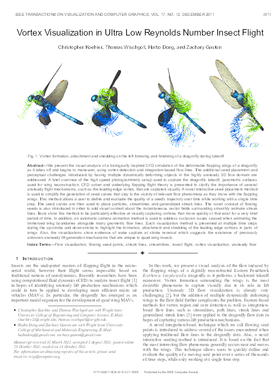 (PDF) Vortex Visualization in Ultra Low Reynolds Number Insect Flight