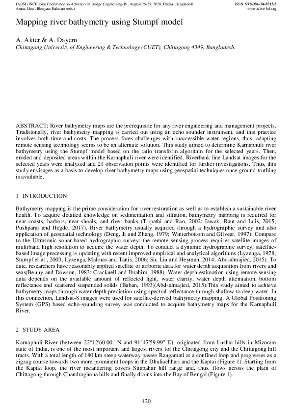 (PDF) Mapping river bathymetry using Stumpf model