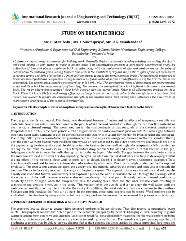 (PDF) STUDY ON BREATHE BRICKS