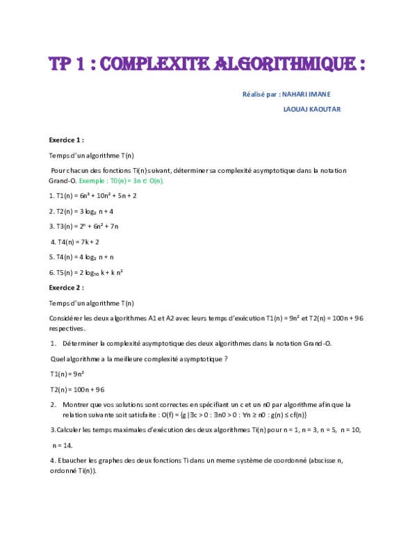 (PDF) TP 1 complexite math