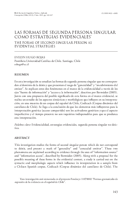 (PDF) Las formas de segunda persona singular como estrategias evidenciales