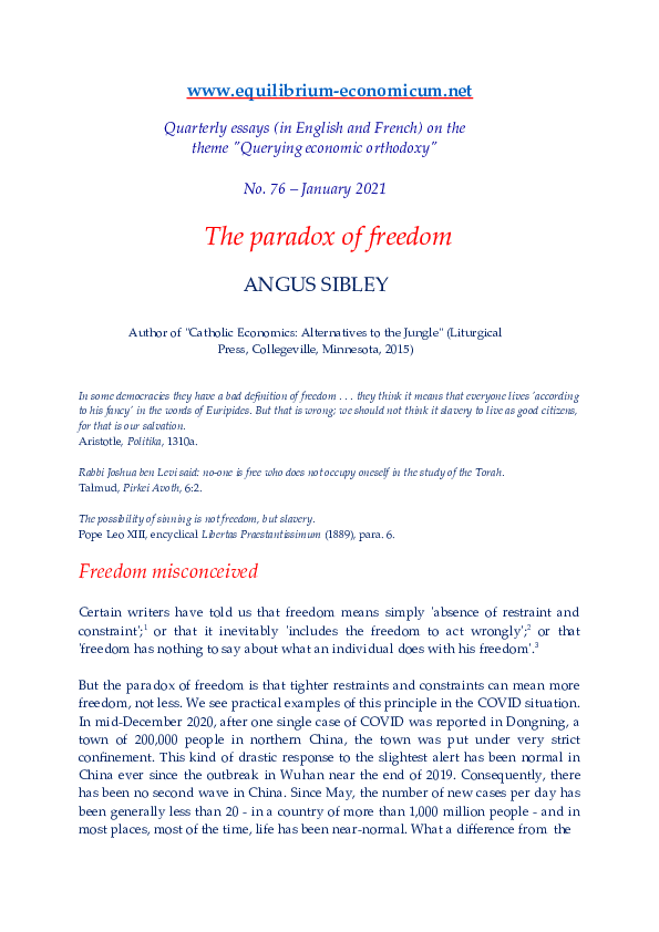 The paradox of freedom