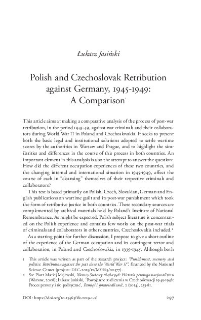 (PDF) Polish and Czechoslovak retribution against Germany 1945-1949. A ...