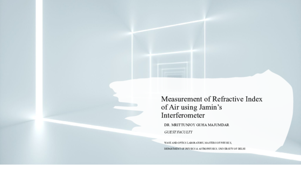 (PPT) Measurement of Refractive Index of Air using Jamin’s Interferometer