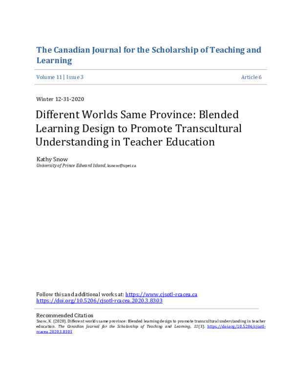(PDF) Different Worlds Same Province: Blended Learning Design to ...