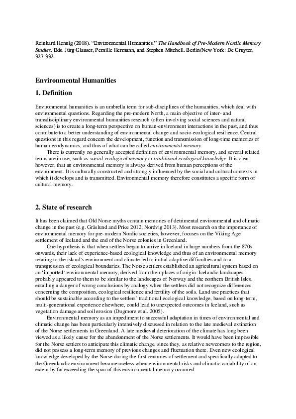 (PDF) Environmental Humanities