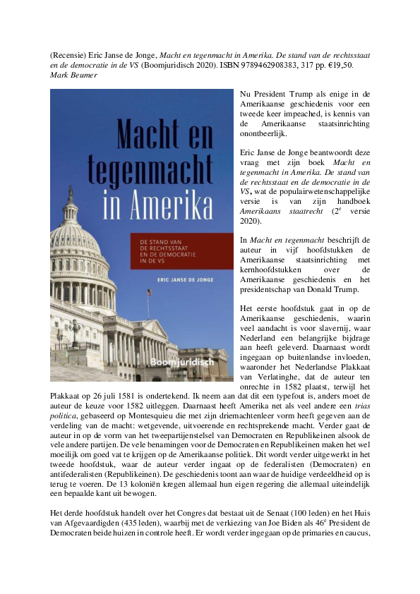 (PDF) Mark Beumer (Recensie) Eric Janse de Jong, Macht en tegenmacht in ...