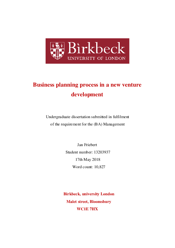 (PDF) Business planning process in a new venture development