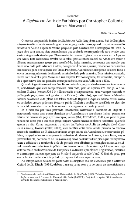 (PDF) A Ifigênia em Áulis de Eurípides por Christopher Collard e James ...