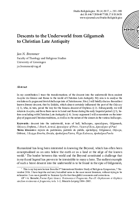 (PDF) Descents to the Underworld from Gilgamesh to Christian Late Antiquity