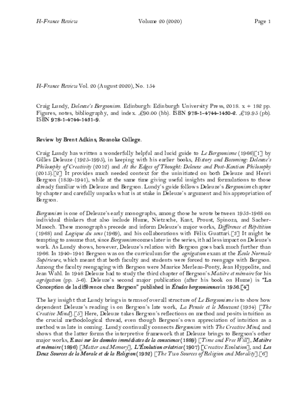 (PDF) Deleuze's Bergsonism