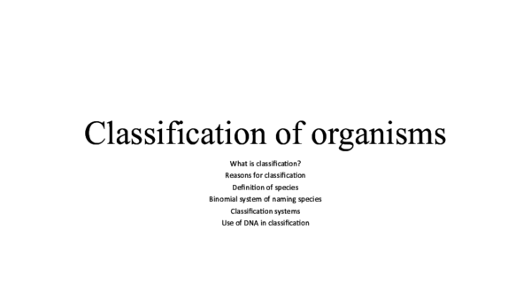 (PPT) Classification of organisms 2021