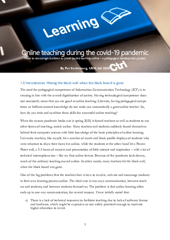 (PDF) Online teaching during the covid-19 pandemic. How to encourage ...