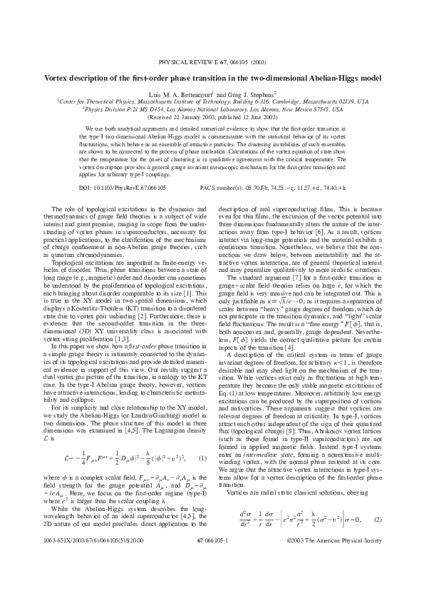 (PDF) Vortex description of the first-order phase transition in the two-dimensional Abelian ...