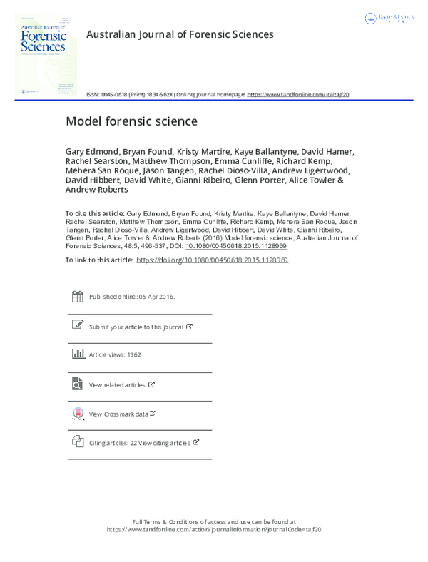 (PDF) Model forensic science