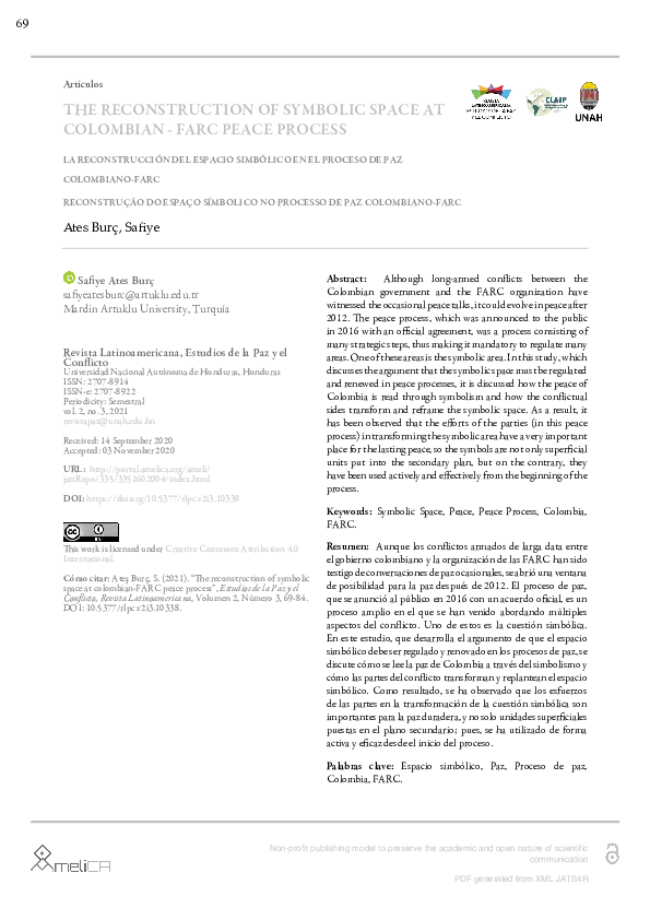 (PDF) The Reconstruction of Symbolic Space at Colombian-Farc Peace Process