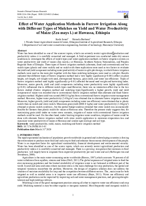 (PDF) Effect of Water Application Methods in Furrow Irrigation Along ...