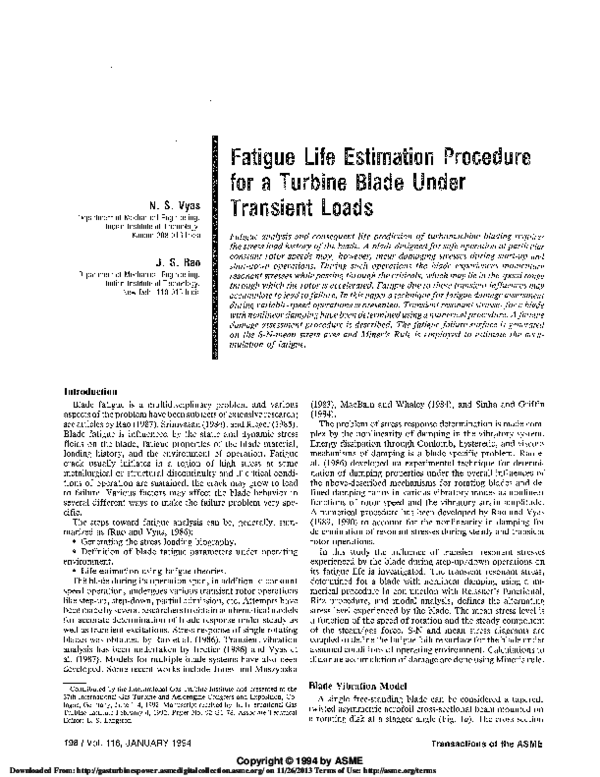 (PDF) Fatigue Life Estimation Procedure for a Turbine Blade Under ...