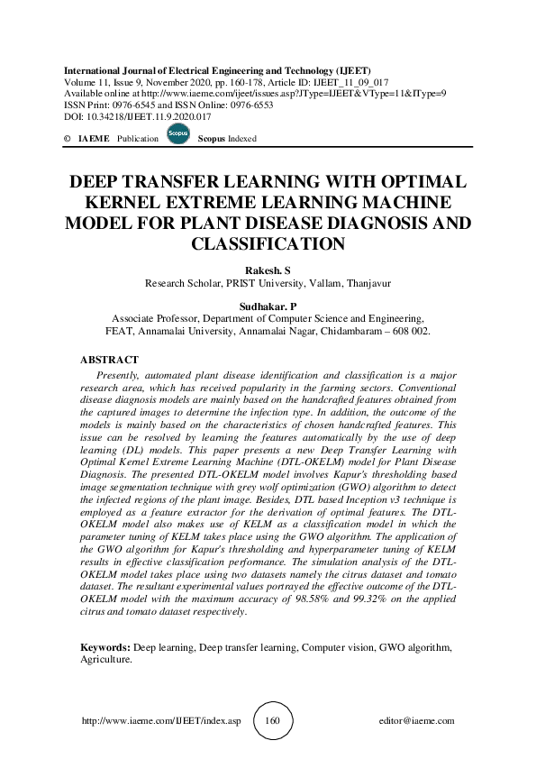 (PDF) DEEP TRANSFER LEARNING WITH OPTIMAL KERNEL EXTREME LEARNING MACHINE MODEL FOR PLANT ...