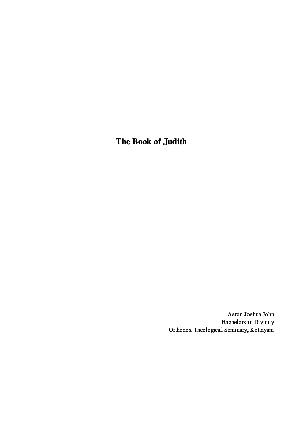 (PDF) The Book of Judith: Anti-Imperialist and Feminist reading