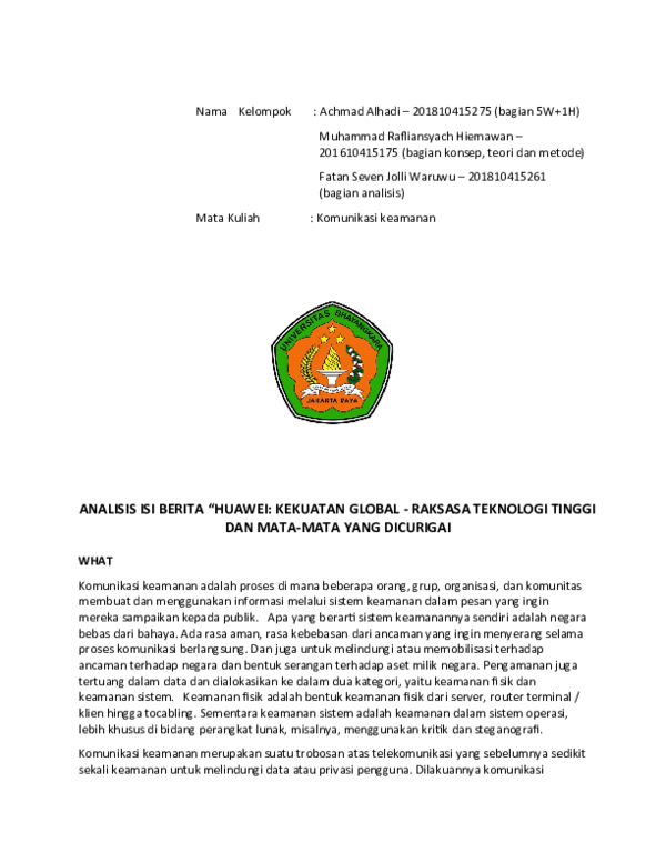 (DOC) UAS Kelompok Komunikasi Keamanan