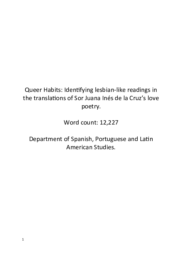 (DOC) Queer Habits: Identifying lesbian-like readings in the ...
