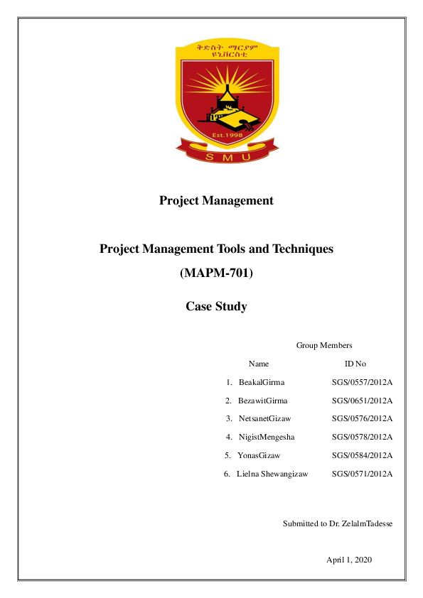 (PDF) Project Management Project Management Tools and Techniques (MAPM ...