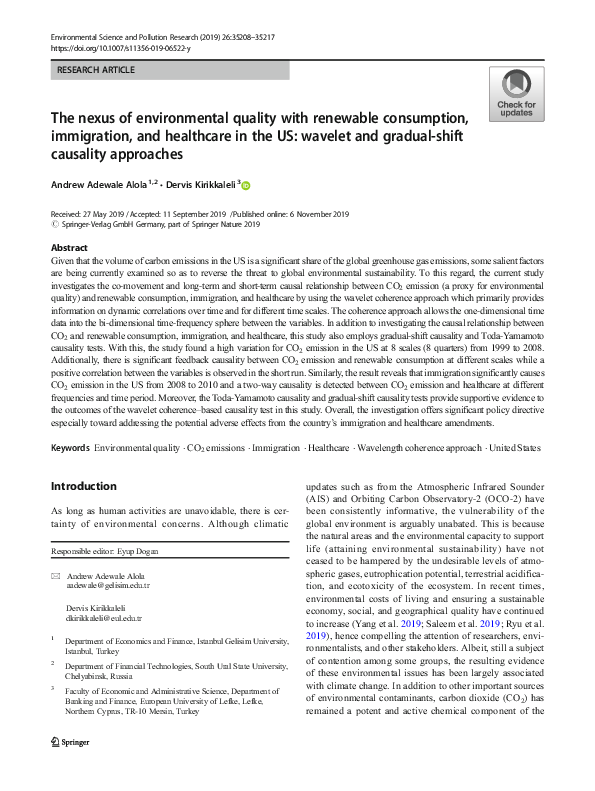 (PDF) The nexus of environmental quality with renewable consumption ...
