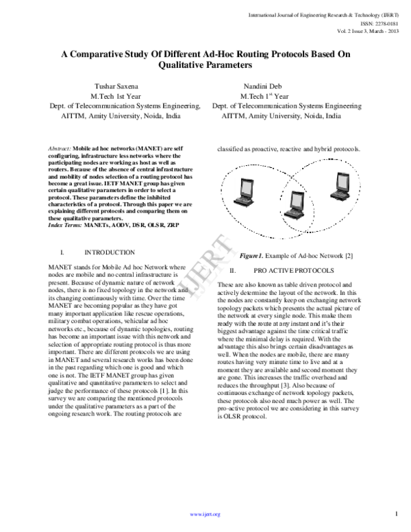 (PDF) IJERT-A Comparative Study Of Different Ad-Hoc Routing Protocols Based On Qualitative ...