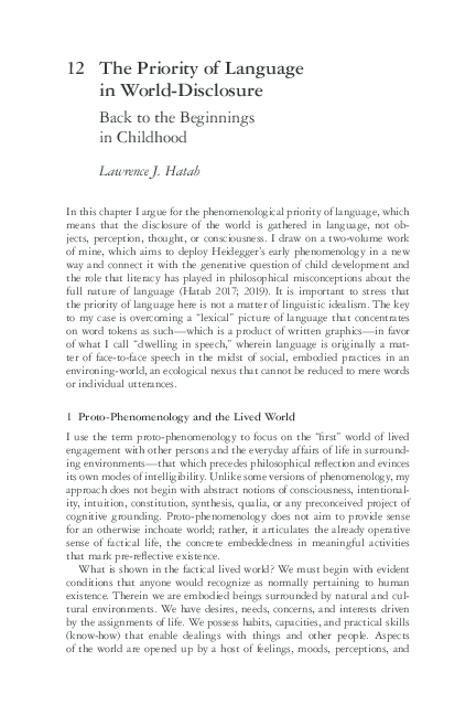(PDF) The Priority of Language in World-Disclosure Back to the ...