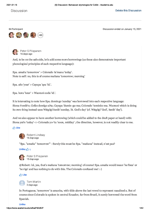 (PDF) Session - Barbacoan etymologies for Cofán - Academia