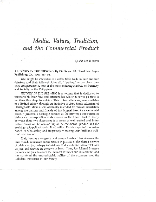 (PDF) Media, Values, Tradition and a Consumer Product