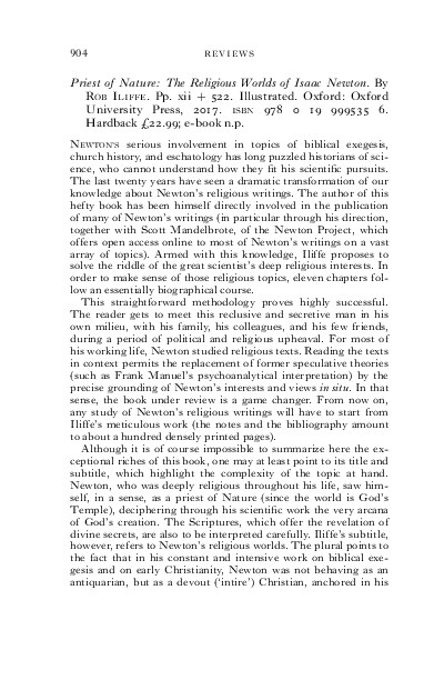 (PDF) Guy G. Stroumsa, “Review of ‘Priest of Nature: The Religious ...
