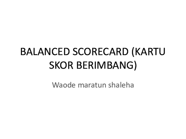 (PDF) BALANCED SCORECARD (KARTU SKOR BERIMBANG)