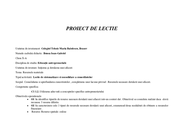 (DOC) PROIECT DE LECTIE