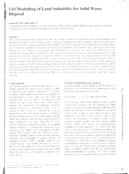 (PDF) GIS Modeling of Land Suitability for Solid Waste Disposal