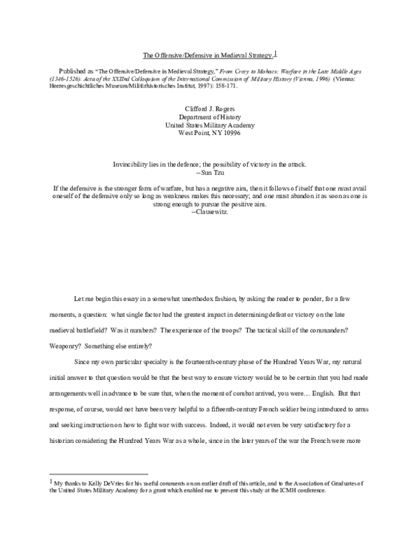 (PDF) The Offensive/Defensive in Medieval Strategy