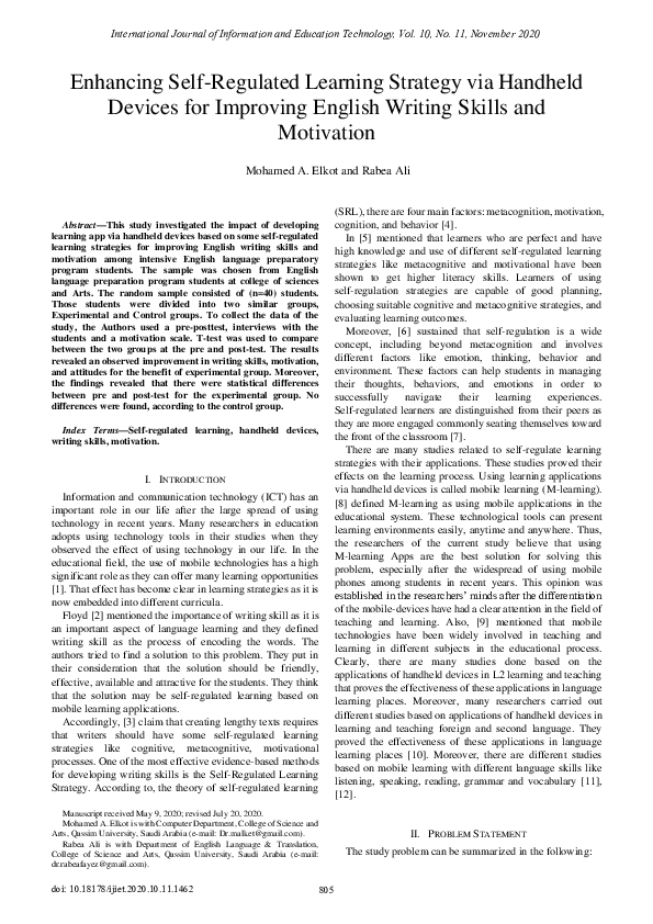 (PDF) Enhancing Self-Regulated Learning Strategy via Handheld Devices for Improving English ...