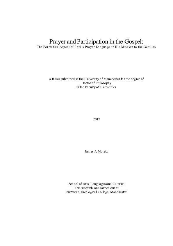 (PDF) Prayer and Participation in the Gospel: The For mative Aspect of ...