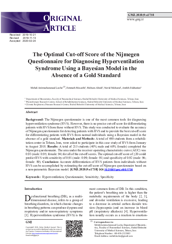 (PDF) The Optimal Cut-off Score of the Nijmegen Questionnaire for ...