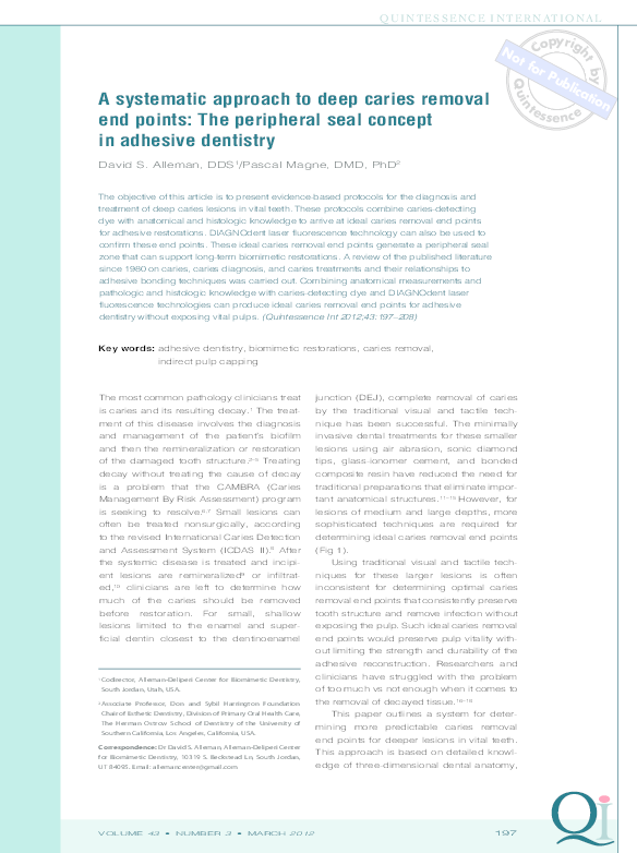 (PDF) A systematic approach to deep caries removal end points: The ...
