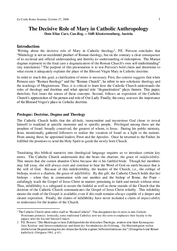 (PDF) The Decisive Role of Mary in Catholic Anthropology